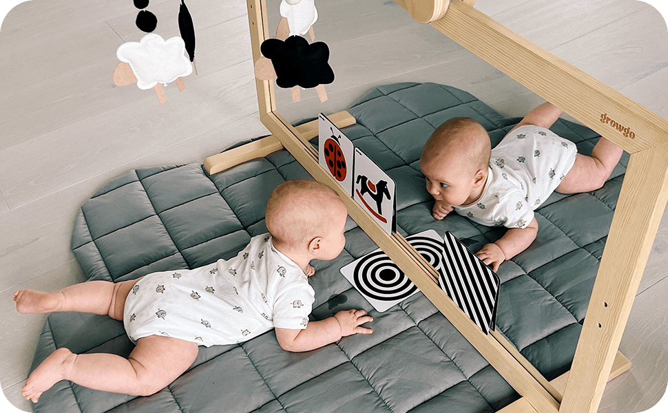 Montessori 3 in 1 Baby Mirror, Tummy Time Gym with Bar – GrowGo Kids